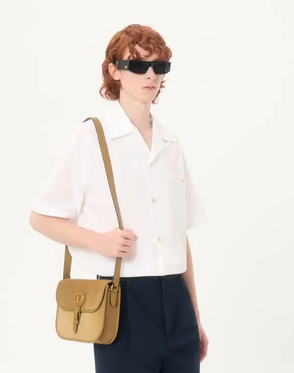 Valentino Garavani Bowling Shirt In Cotton Poplin With Vgold