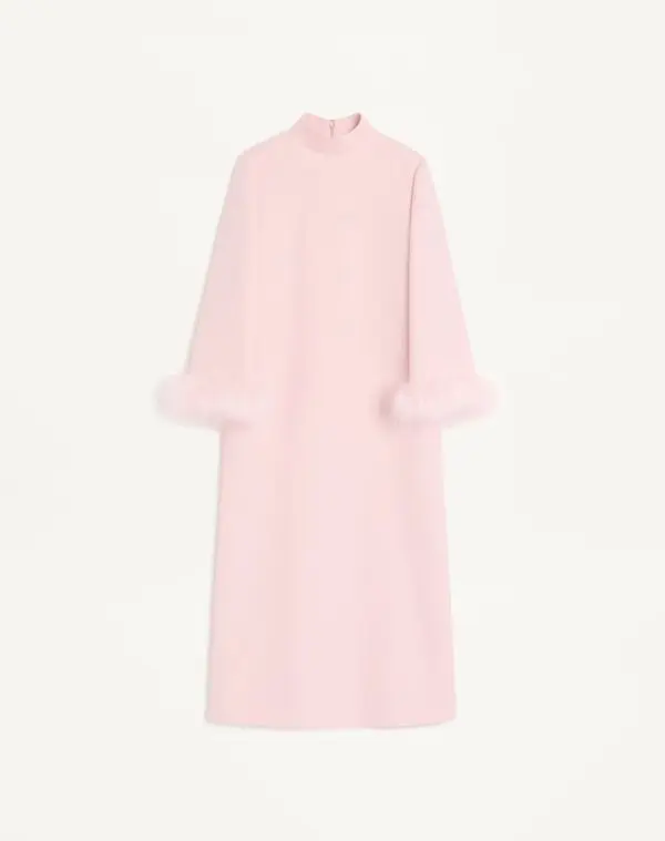 Valentino Garavani Crepe Couture Dress With Feather Embellishments - Rose