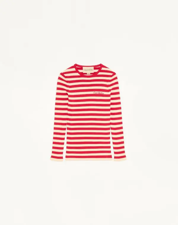 Valentino Garavani Striped Cotton Jumper - Birch/paris