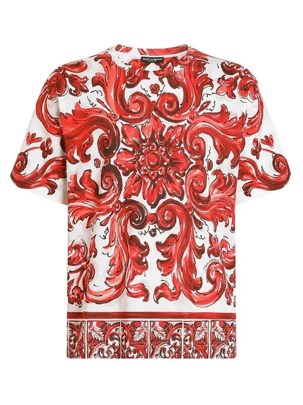 Dolce & Gabbana Cotton T-shirt With Maiolica Print