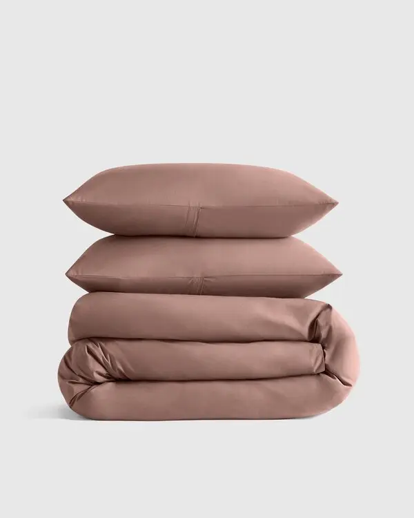 Quince Organic Crisp Percale Duvet Cover Set - Fig