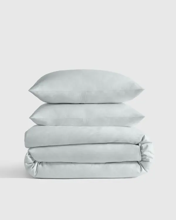 Quince Organic Crisp Percale Duvet Cover Set - Mist
