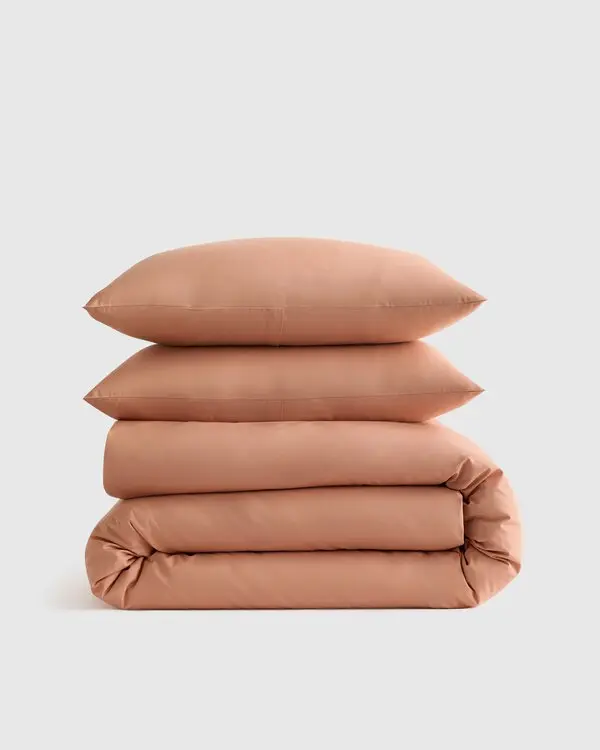 Quince Organic Crisp Percale Duvet Cover Set - Sedona