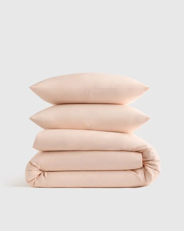 Quince Organic Crisp Percale Duvet Cover Set - Soft Pink