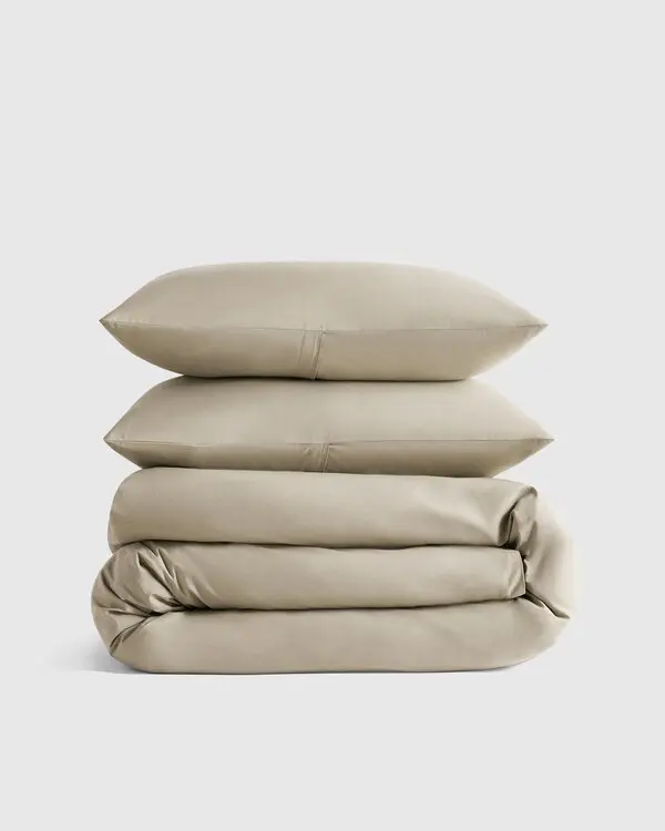 Quince Organic Crisp Percale Duvet Cover Set - Toffee
