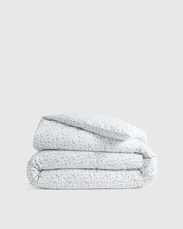 Quince Organic Crisp Percale Duvet Cover - Blue Florette