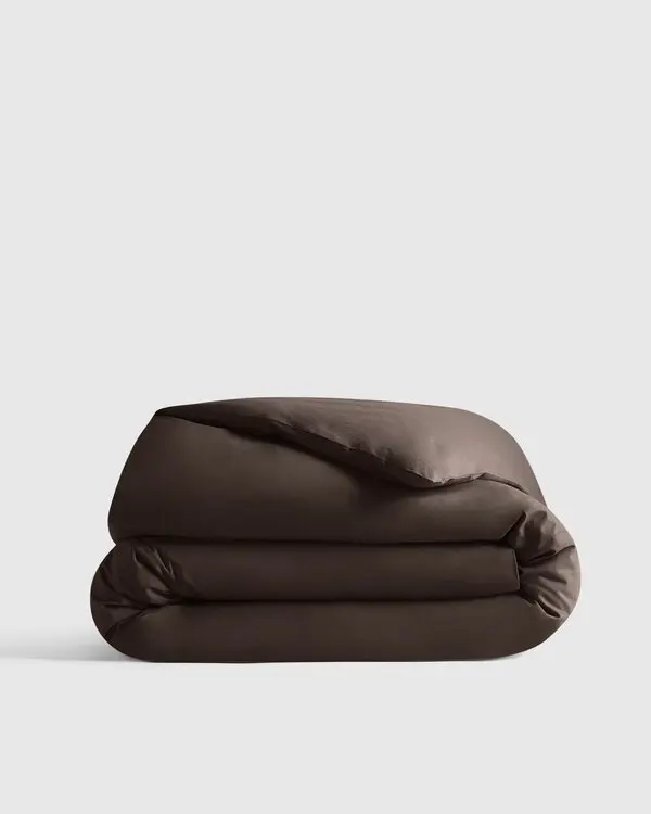 Quince Organic Crisp Percale Duvet Cover - Espresso