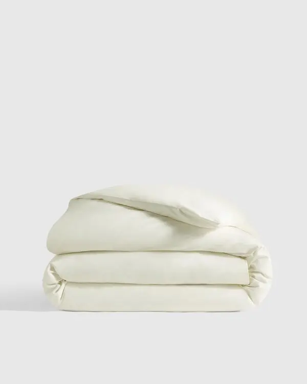 Quince Organic Crisp Percale Duvet Cover - Ivory