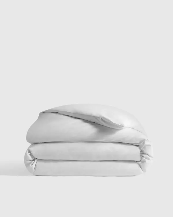 Quince Organic Crisp Percale Duvet Cover - Light Grey