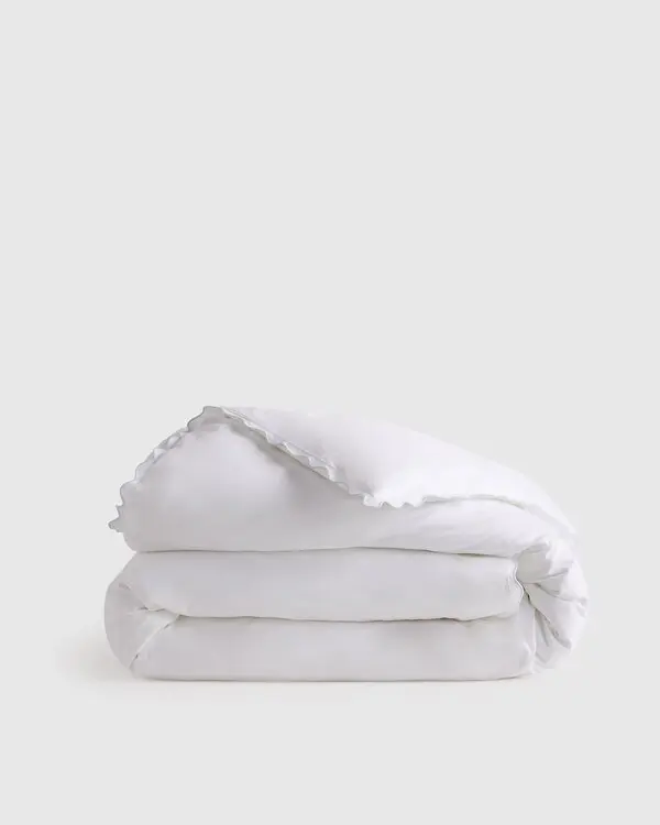Quince Organic Crisp Percale Duvet Cover - Mist Scallop