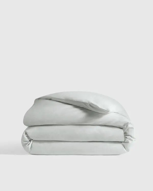 Quince Organic Crisp Percale Duvet Cover - Mist