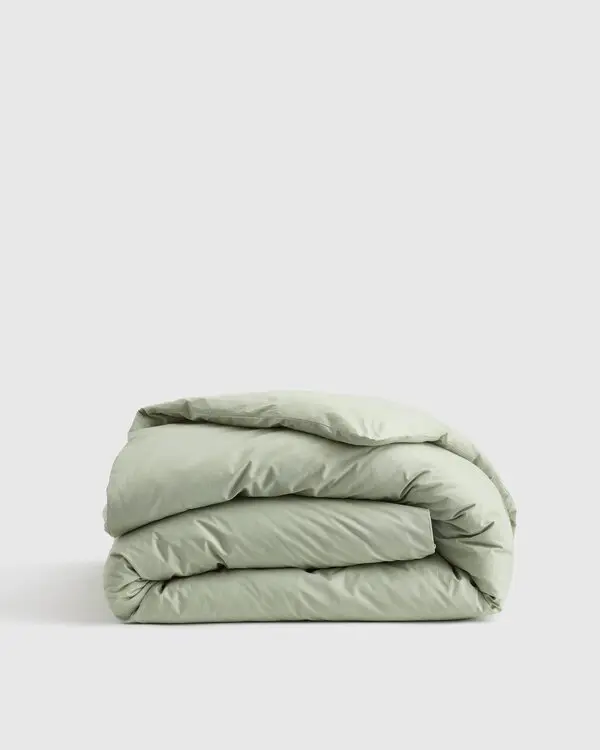 Quince Organic Crisp Percale Duvet Cover - Sage