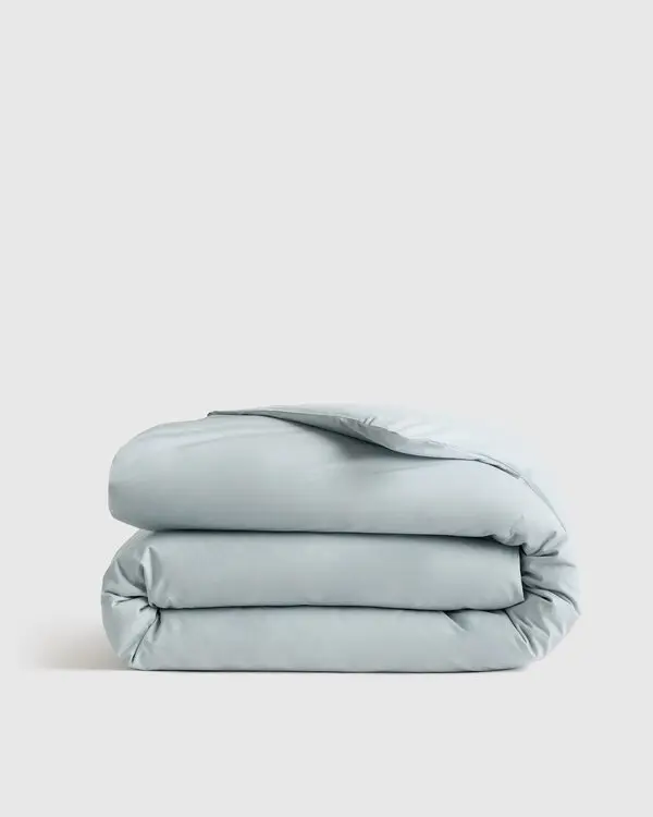 Quince Organic Crisp Percale Duvet Cover - Sky Blue