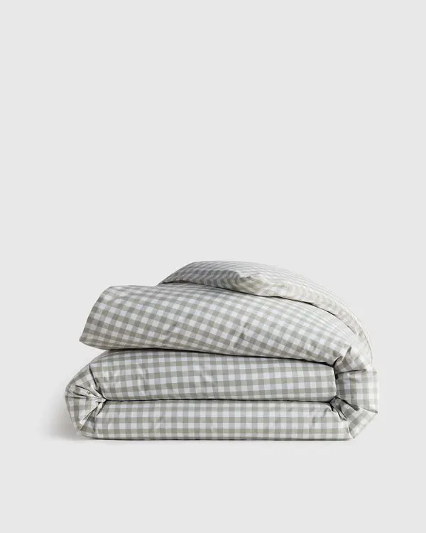 Quince Organic Crisp Percale Duvet Cover - Willowleaf Gingham