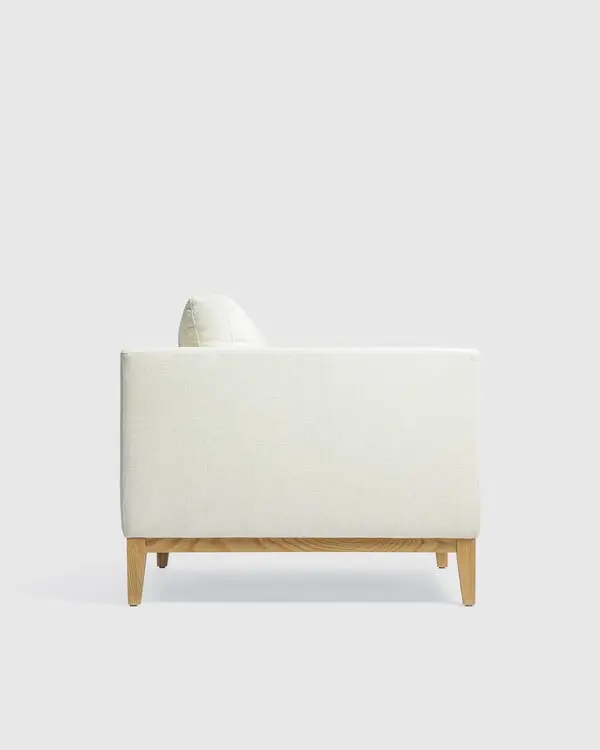 Quince Performance Chenille Linen Blend Accent Chair With Solid Oak Base
