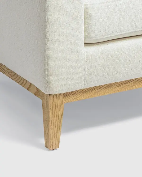 Quince Performance Chenille Linen Blend Accent Chair With Solid Oak Base