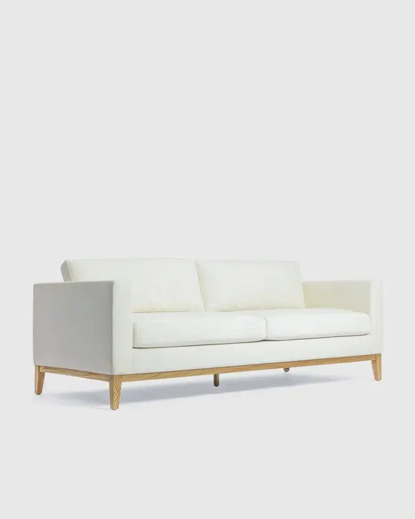 Quince Performance Chenille Linen Blend Sofa With Solid Oak Base