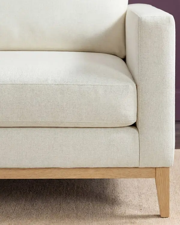 Quince Performance Chenille Linen Blend Sofa With Solid Oak Base