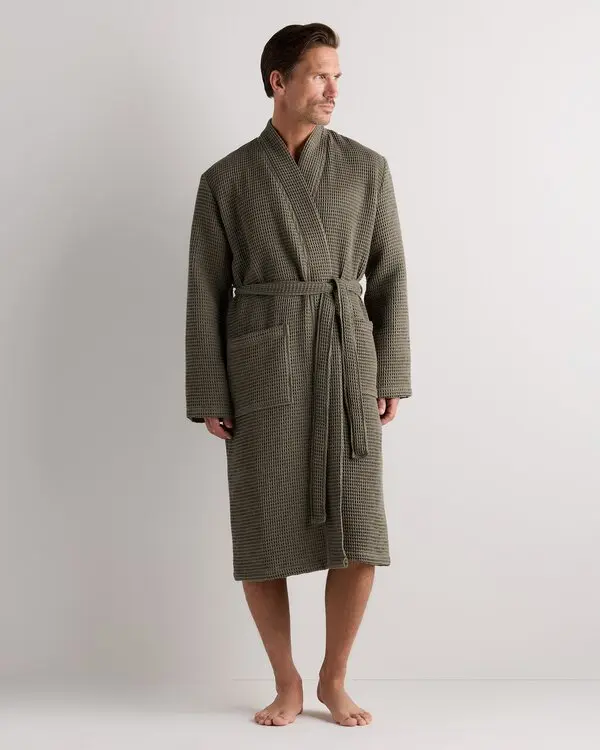Quince Organic Turkish Waffle Robe - Moss