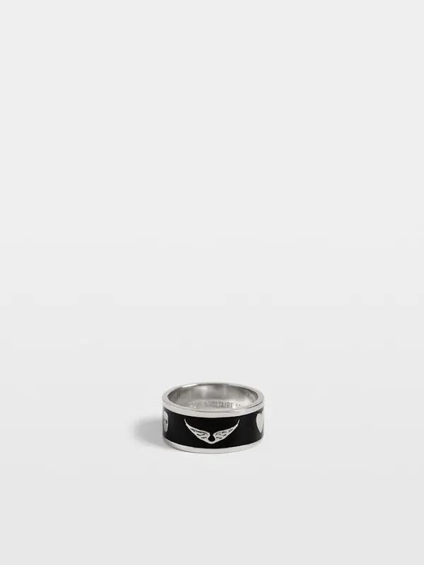 Zadig&Voltaire Brass Ring With Enamel - Black Silver