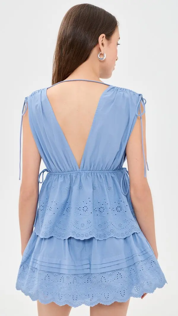 WAYF Goldie Top Sleeveless V-neck Embroidered Blouse