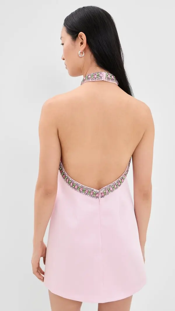 Retrofete Sabry Embellished Halterneck Mini Dress
