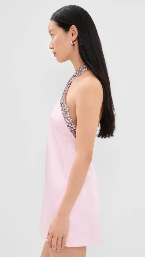 Retrofete Sabry Embellished Halterneck Mini Dress