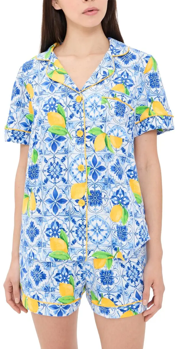 BEDHEAD PAJAMAS Short Sleeve Shorts Pajama Set - Azure Summer
