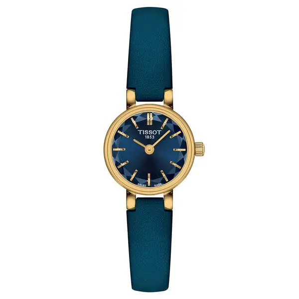 TISSOT Round Blue Dial Watch With Leather Strap - Stainless Steel