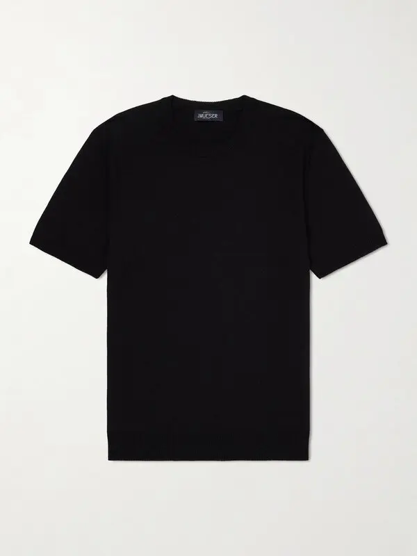 J. MUESER Knitted Linen And Cotton-blend T-shirt