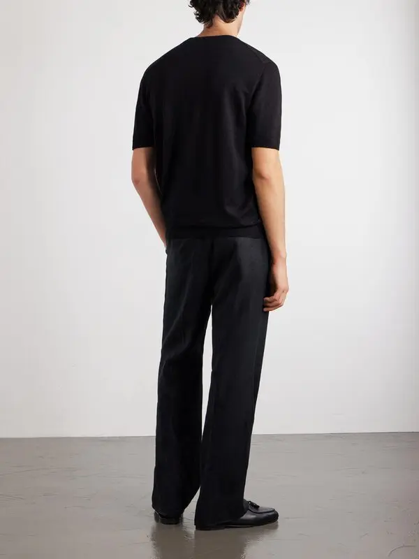 J. MUESER Knitted Linen And Cotton-blend T-shirt