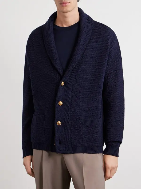 Valentino Garavani Shawl Collar Textured Wool Cardigan