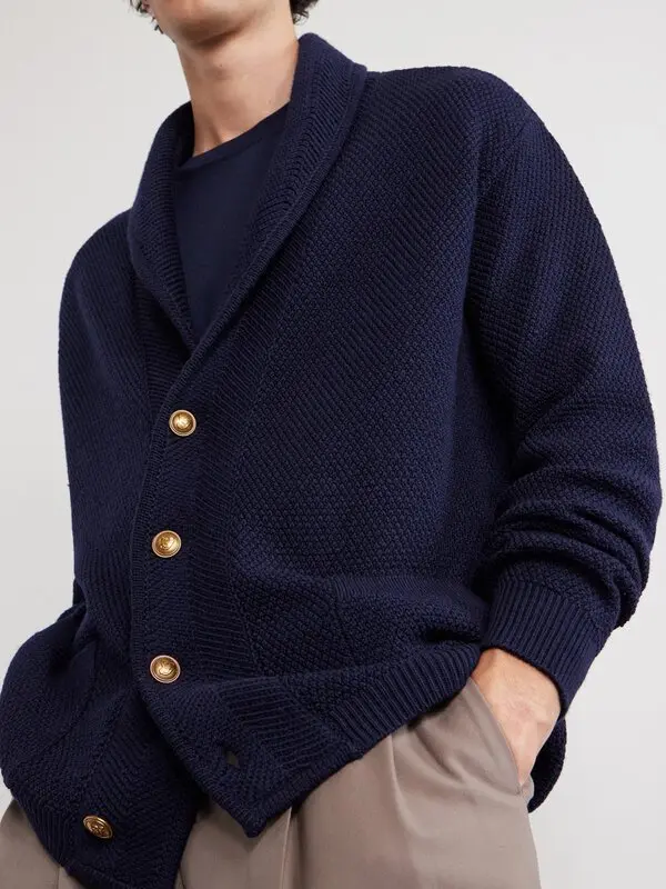 Valentino Garavani Shawl Collar Textured Wool Cardigan