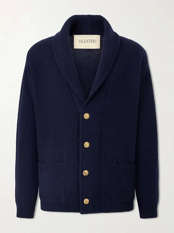 Valentino Garavani Shawl Collar Textured Wool Cardigan