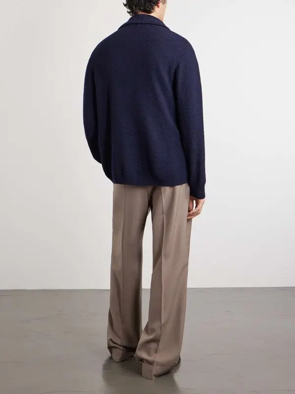 Valentino Garavani Shawl Collar Textured Wool Cardigan