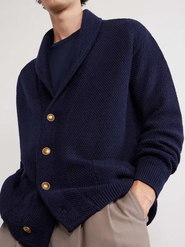 Valentino Garavani Shawl Collar Textured Wool Cardigan