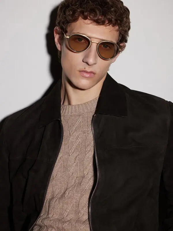 Zegna Aviator Frame Titanium Sunglasses