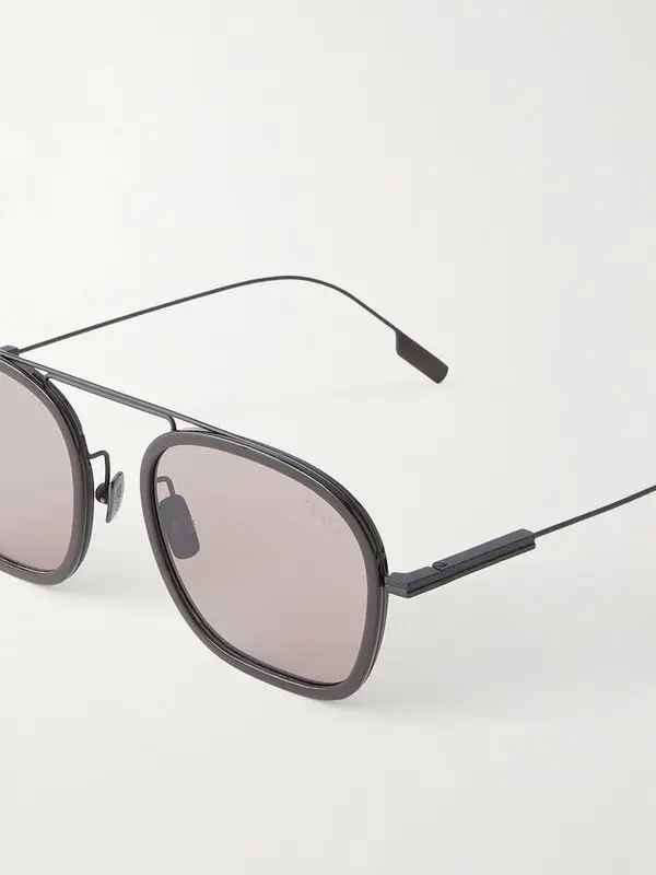 Zegna Eyewear Round-frame Titanium Sunglasses
