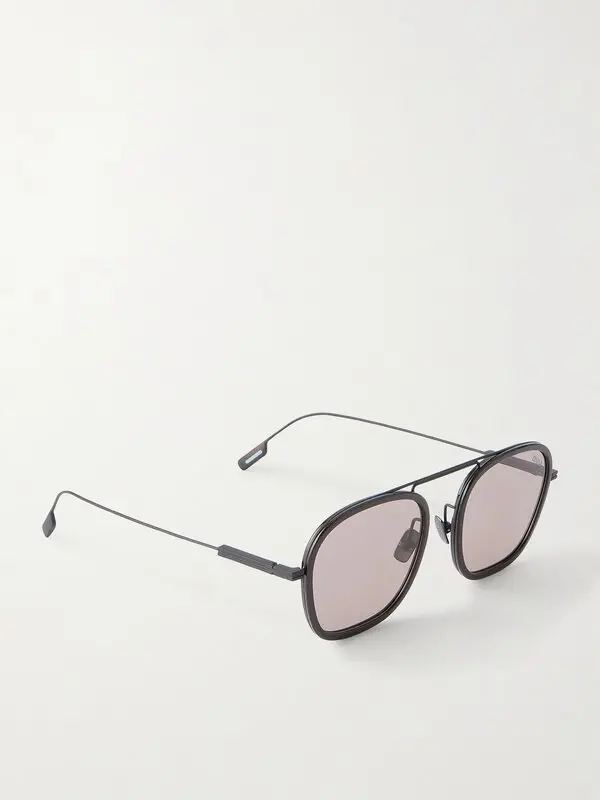 Zegna Eyewear Round-frame Titanium Sunglasses