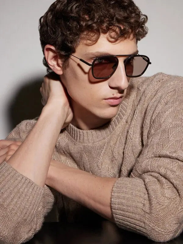 Zegna Eyewear Round-frame Titanium Sunglasses
