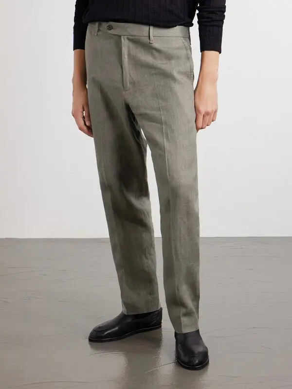 Rag & Bone Evan Straight-leg Pleated Linen Trousers