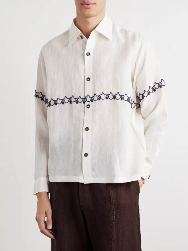 KARTIK RESEARCH Embroidered Linen Shirt