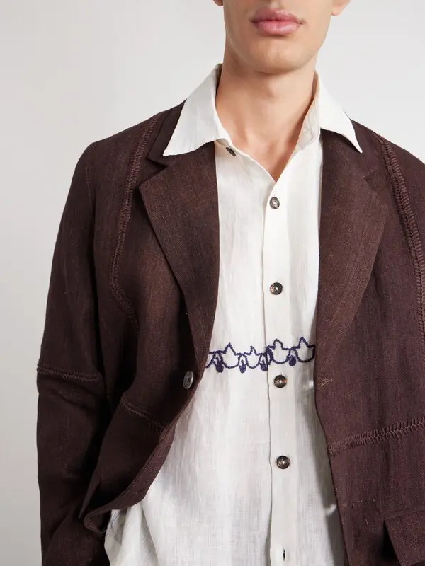 KARTIK RESEARCH Embroidered Linen Shirt