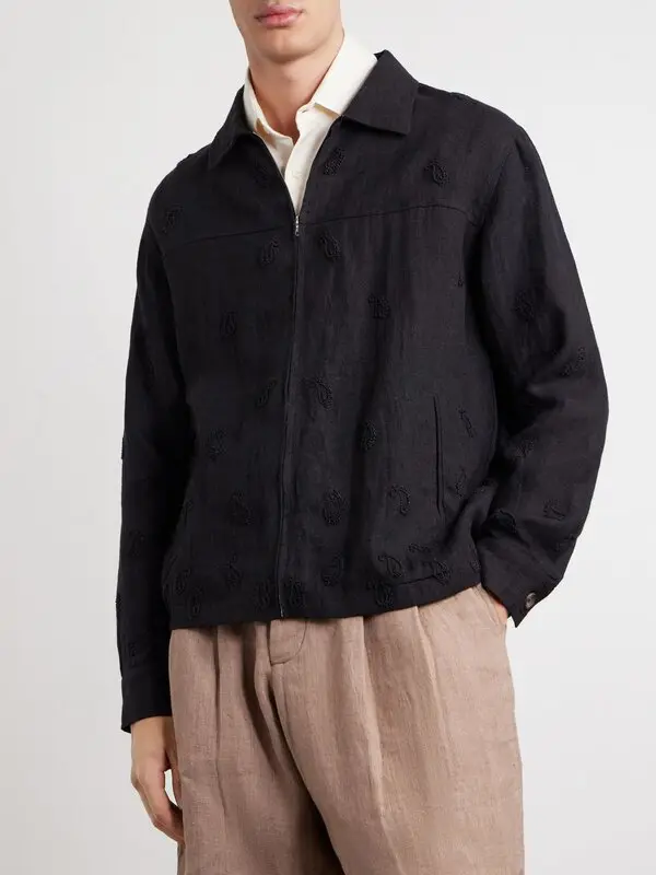 KARTIK RESEARCH Embellished Linen Zip-up Jacket