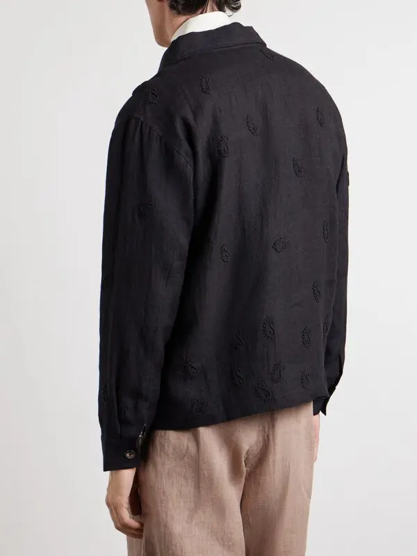 KARTIK RESEARCH Embellished Linen Zip-up Jacket