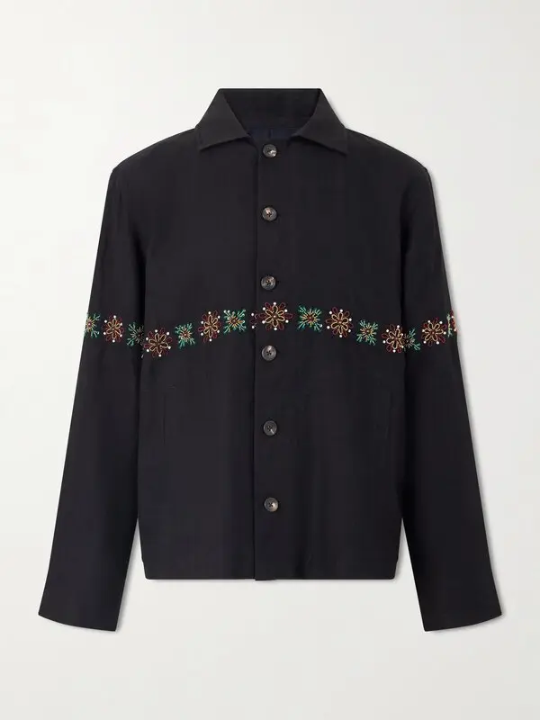 KARTIK RESEARCH Embroidered Linen Shirt