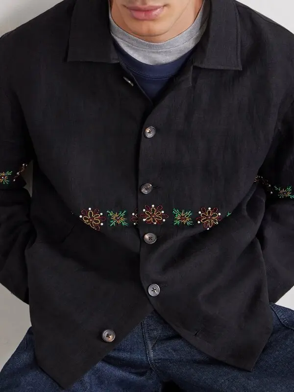 KARTIK RESEARCH Embroidered Linen Shirt