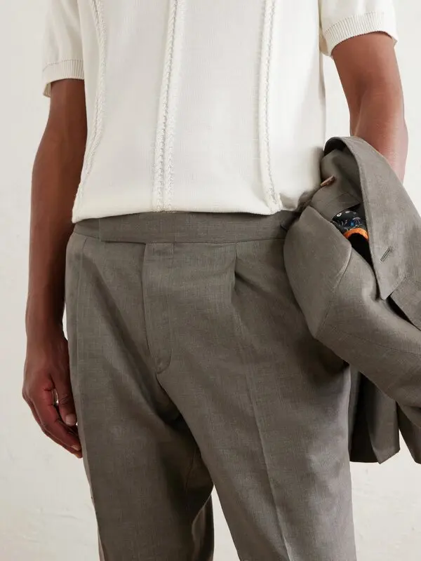 Mr P. Straight-leg Pleated Linen And Wool-blend Suit Trousers