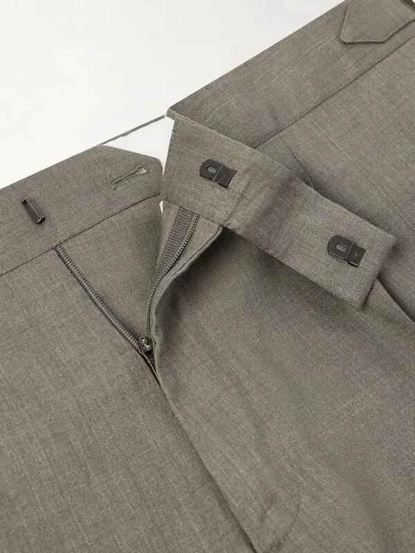 Mr P. Straight-leg Pleated Linen And Wool-blend Suit Trousers