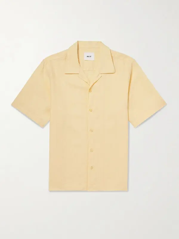 Nn07 Julio 5708 Camp-collar Linen Shirt - Yellow